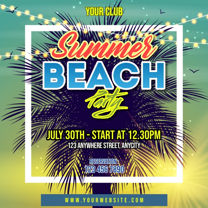 Summer Beach Party Template | PosterMyWall