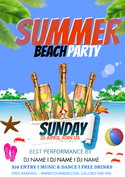 Summer beach party Template | PosterMyWall