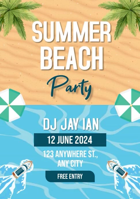 Summer Beach Party Template | PosterMyWall