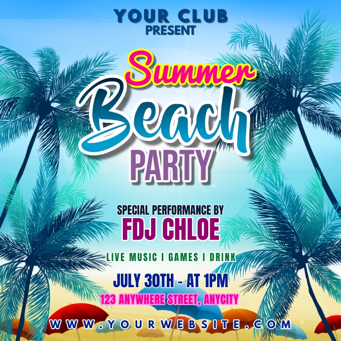 Summer Beach Party Template | PosterMyWall
