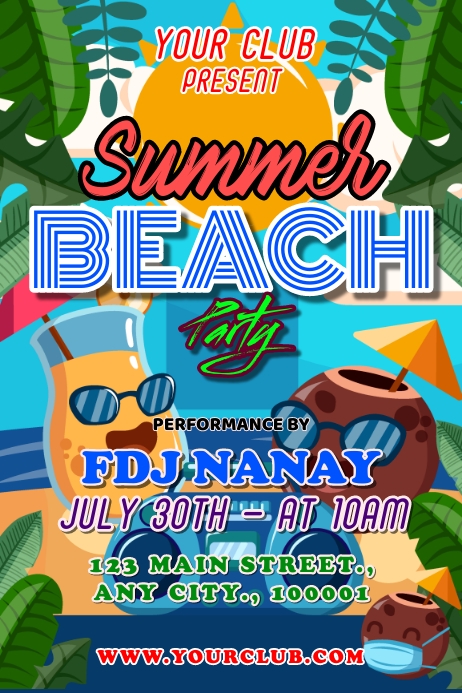 Summer Beach Party Template | PosterMyWall