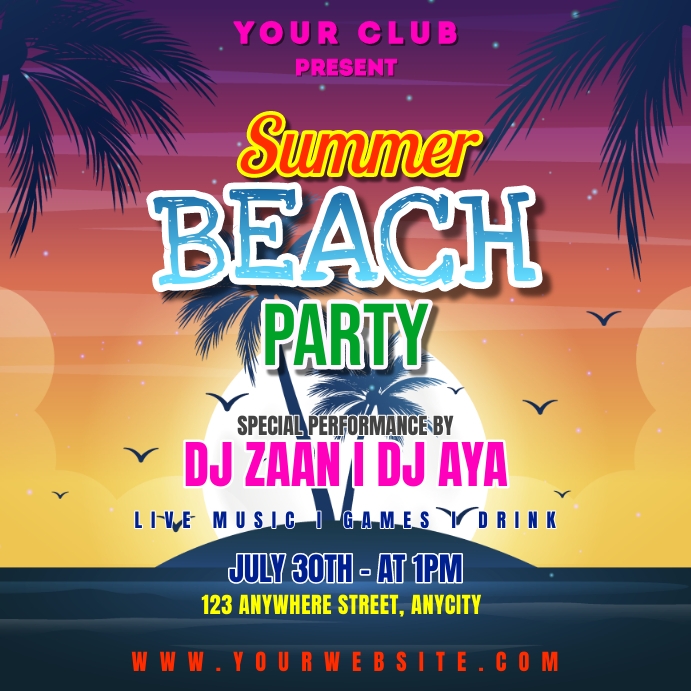 Summer Beach Party Template | PosterMyWall