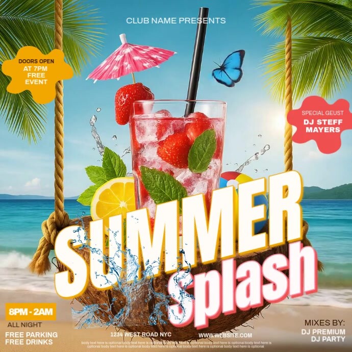 Copy of Summer beach party event square design template | PosterMyWall