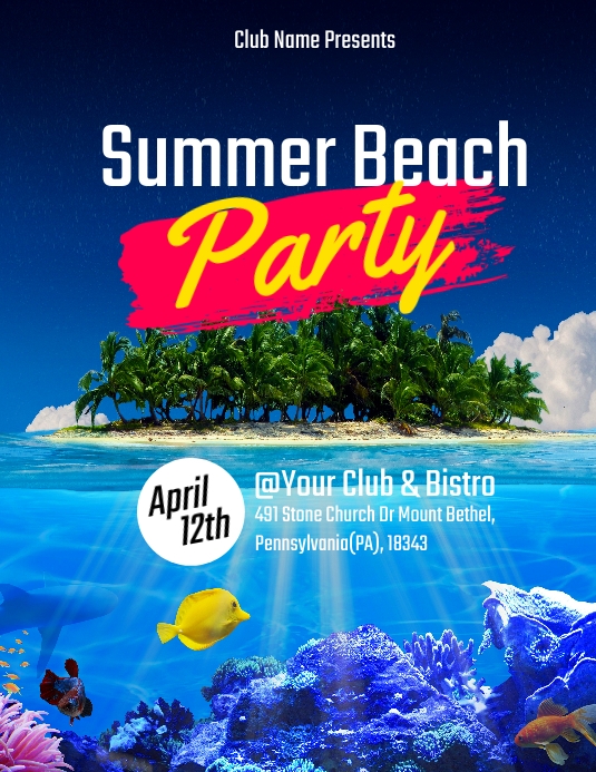 Summer Beach Party Flyer Template | PosterMyWall