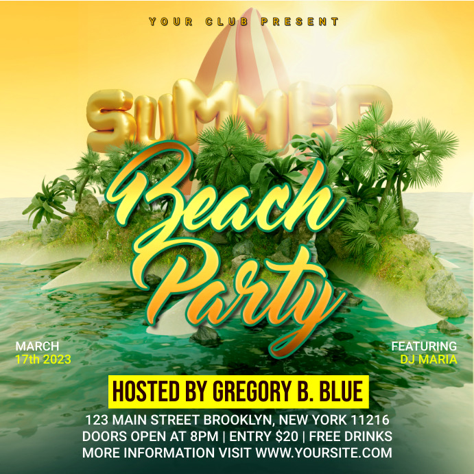 Summer Beach Party flyer Template | PosterMyWall