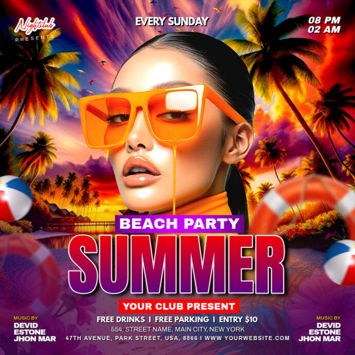Copy of Summer Beach Party Flyer Instagram Post | PosterMyWall