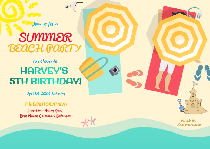 SUMMER BEACH PARTY INVITATION POSTCARD Template | PosterMyWall