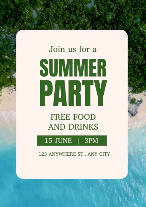 Summer Beach Party Invitation Template | PosterMyWall