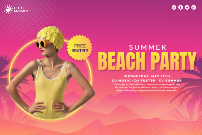 Summer Beach Party Poster Ads Template | PosterMyWall