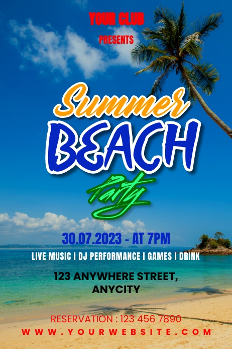 Summer Beach Party Poster Template | PosterMyWall