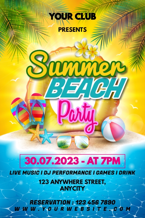 Summer Beach Party Poster Template Postermywall