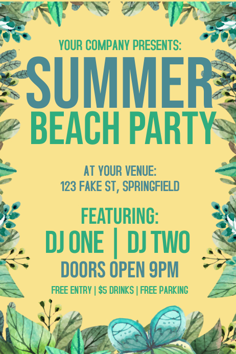 Summer Beach Party Poster Template | PosterMyWall