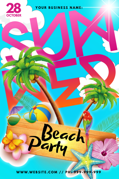 Summer Beach Party Poster Template | PosterMyWall