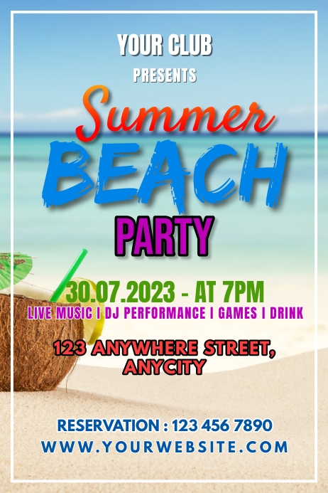 Summer Beach Party Poster Template | PosterMyWall