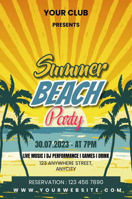Summer Beach Party Poster Template | PosterMyWall