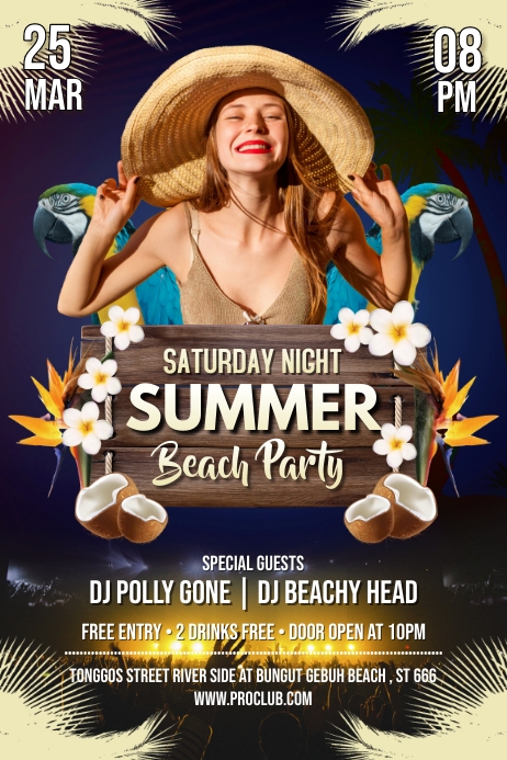 Summer Beach Party Poster Template Postermywall