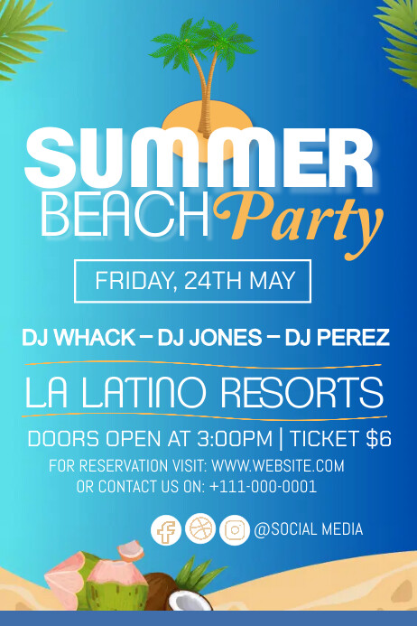 Summer beach party template | PosterMyWall