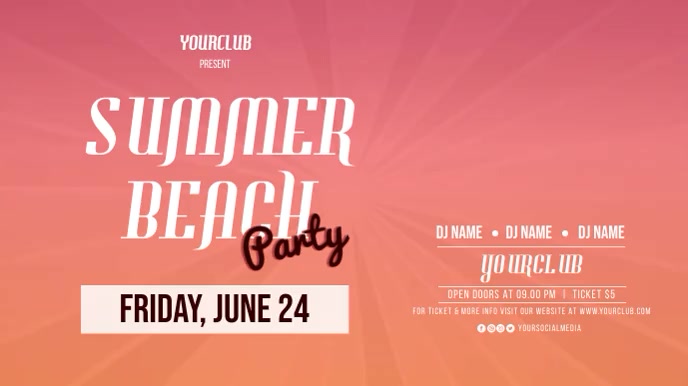 Summer Beach Party Video Banner Template | PosterMyWall