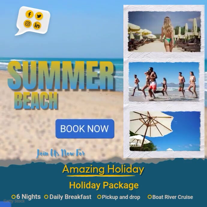 Summer Beach Party Video Template เทมเพลต | PosterMyWall
