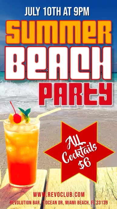 Summer Beach Party Video Template | PosterMyWall
