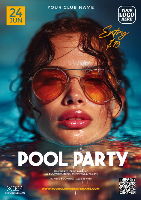 Summer Beach Pool Party Flyer | PosterMyWall