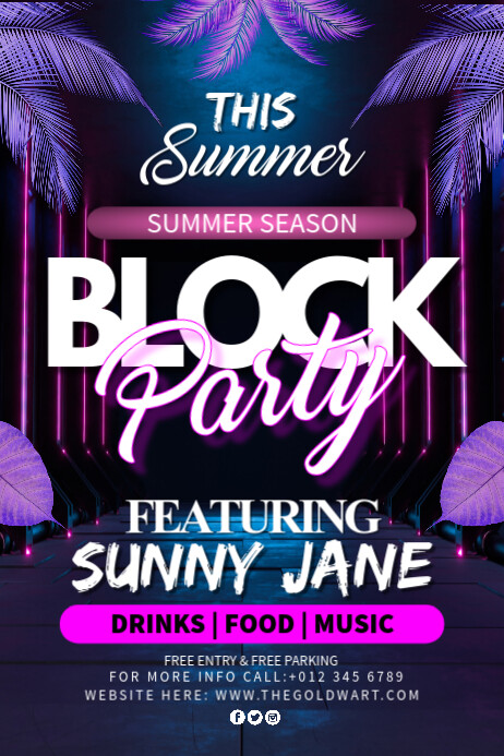 Summer block party flyer template | PosterMyWall