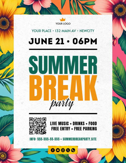 Summer Break Party Flyer Template | PosterMyWall