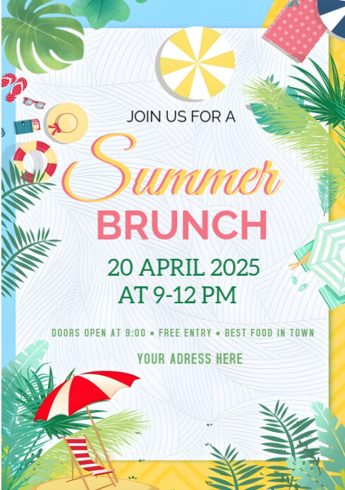 Summer Brunch A4 Template | PosterMyWall
