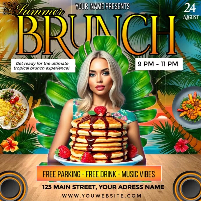 Summer brunch party flyer Template | PosterMyWall