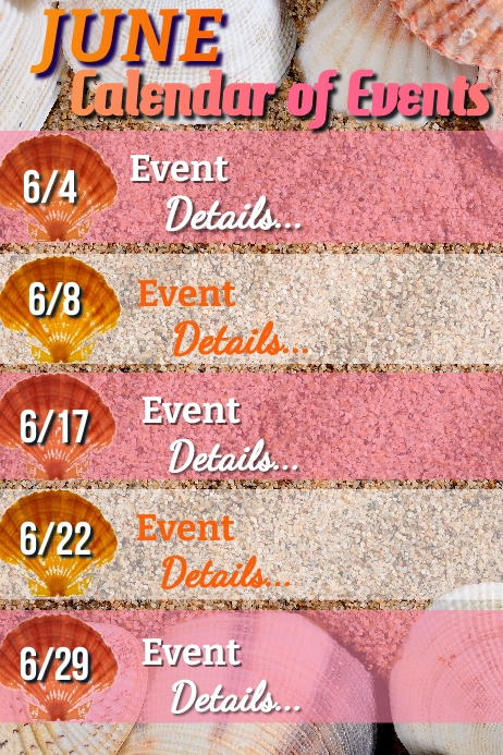 Summer Calendar of Events Template | PosterMyWall