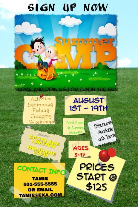 Summer camp / church camp / kids just having fun / Template | PosterMyWall