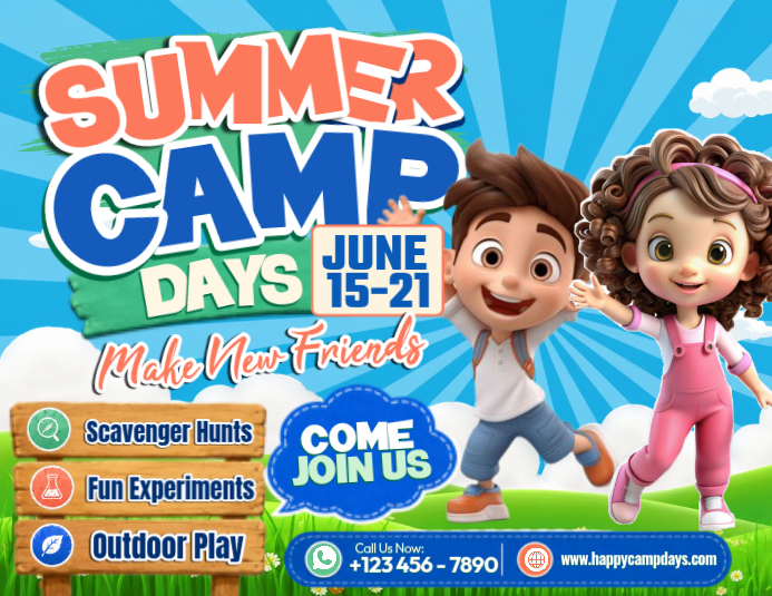 Blue Summer Camp Flyers Template | PosterMyWall