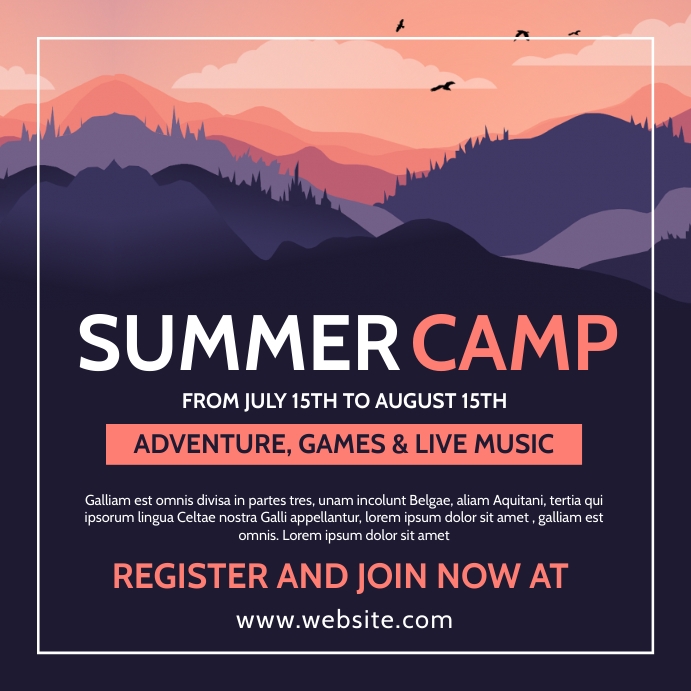 summer camp instagram post advertising templa Template | PosterMyWall