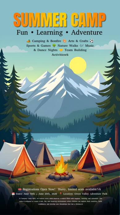 Summer camp Instagram story Template | PosterMyWall
