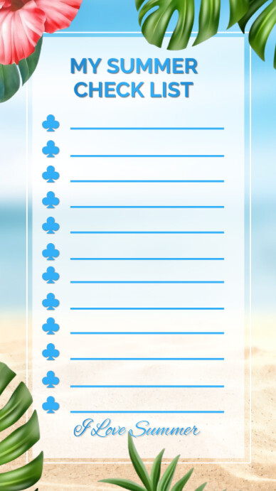 Plantilla de Summer check list | PosterMyWall