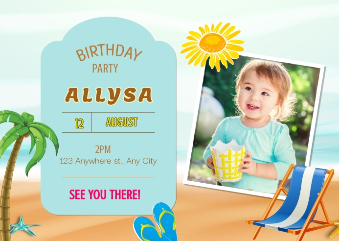 Copy of Summer Children Birthday Invitation (Landscap | PosterMyWall