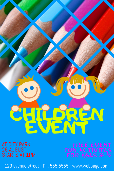 Summer Children Kids event ccourse Poster Flyer Template | PosterMyWall