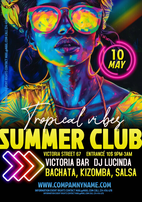 summer club tropical vibes template | PosterMyWall