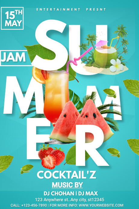 Plantilla de Summer cocktail'z poster template design 2024 | PosterMyWall