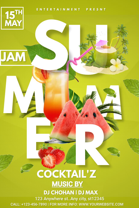 Modèle Summer cocktail'z poster template design with | PosterMyWall