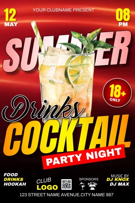 Summer Cocktail Drinks Ads Templat | PosterMyWall