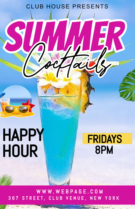 Copy of Summer cocktails happy hour Template | PosterMyWall