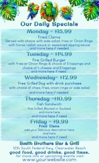 Summer Daily Specials Menu Template | PosterMyWall