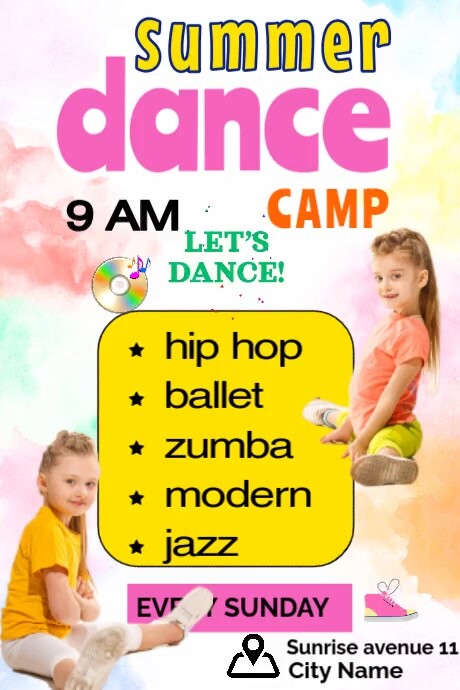 Dance kids pastel color flyer Template | PosterMyWall