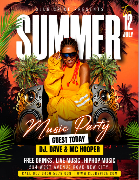 Copy of Summer Dj music party event advertisement promotion flyer ...