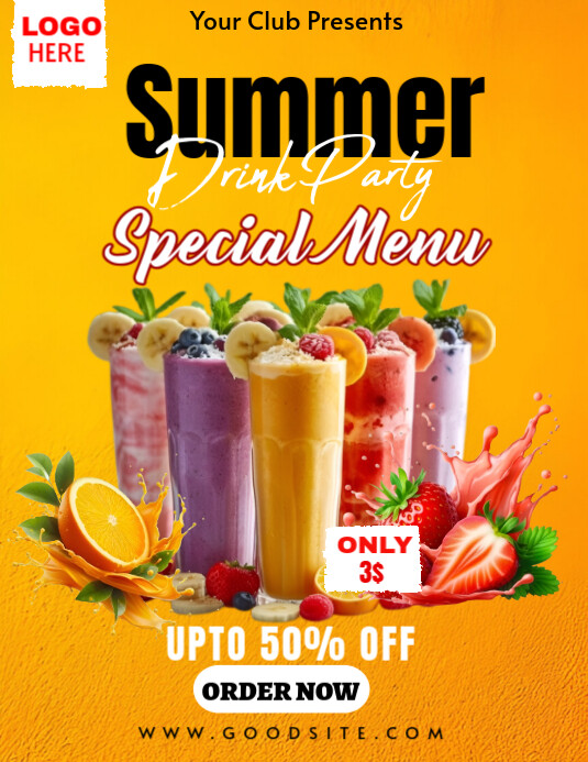 summer drink flyer special discount poster Template | PosterMyWall