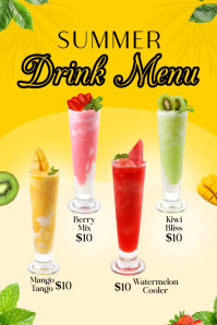 Summer Drink Menu Poster Template | PosterMyWall