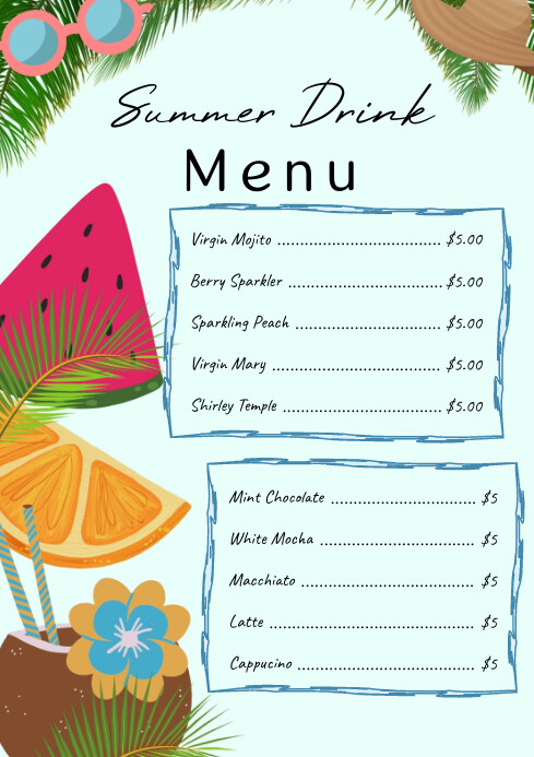 Copy of Summer Drink Menu | PosterMyWall