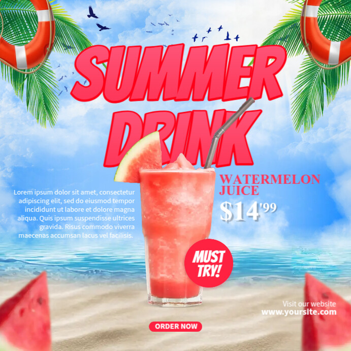 Copy of Summer Drink Template | PosterMyWall