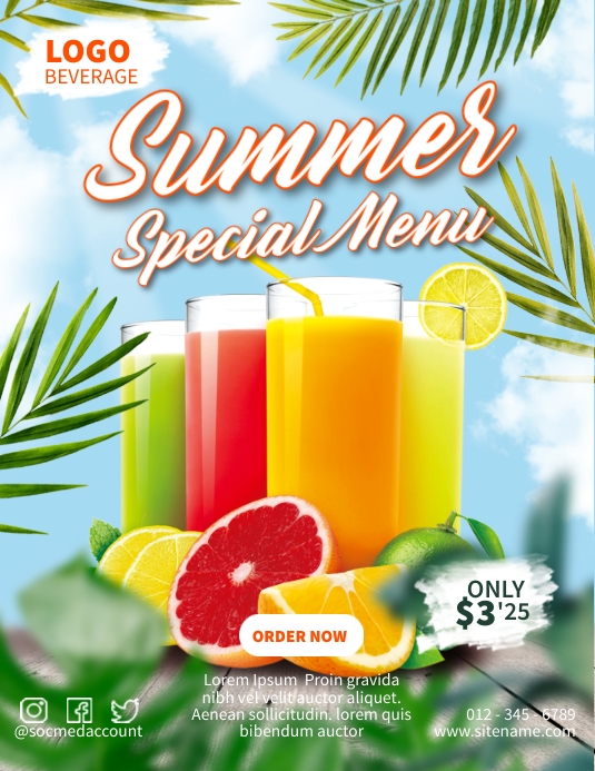 Summer Drinks Template | PosterMyWall